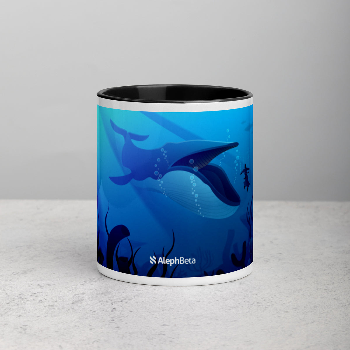 Jonah and the Whale Mug with Black Inside – Aleph Beta Shop